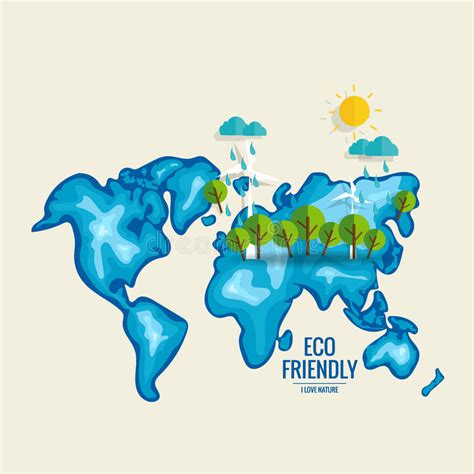 Eco Friendly Ecology Concept With Green Eco Earth And Trees Stock