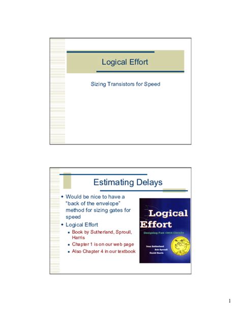 Pdf Logical Effort Sizing Transistors For Speed Estimating Delays