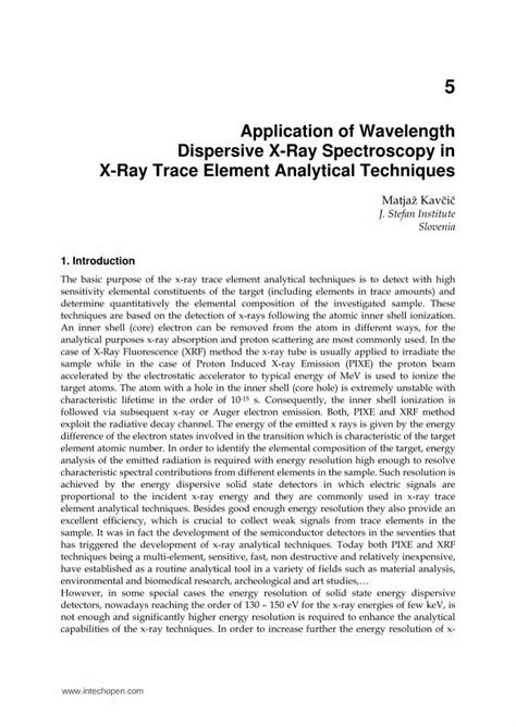 Pdf Application Of Wavelength Dispersive X Ray Spectroscopy In X Ray
