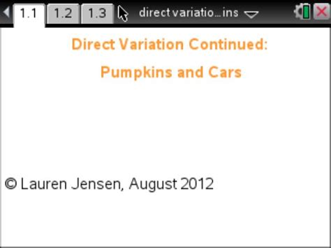 Direct Variation Continued Pumpkins And Cars