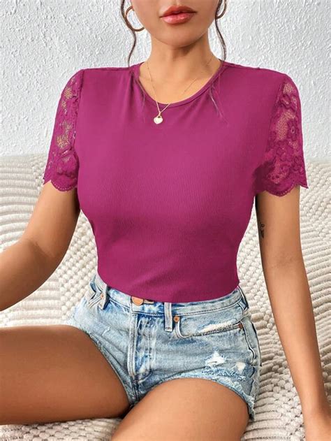 Shein Frenchy Contrast Lace Tie Backless Crop Top Shein Usa
