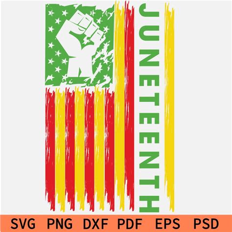 Juneteenth Flag With Fist SVG Juneteenth Grunge Flag SVG