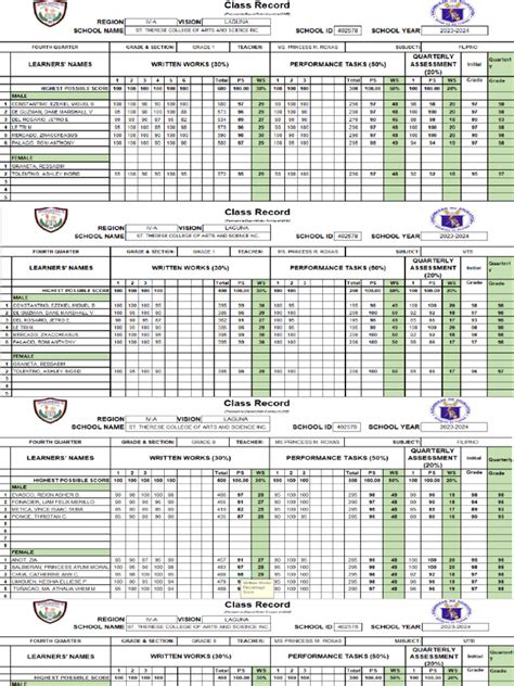 Ecr Fourth Grading 1 Pdf