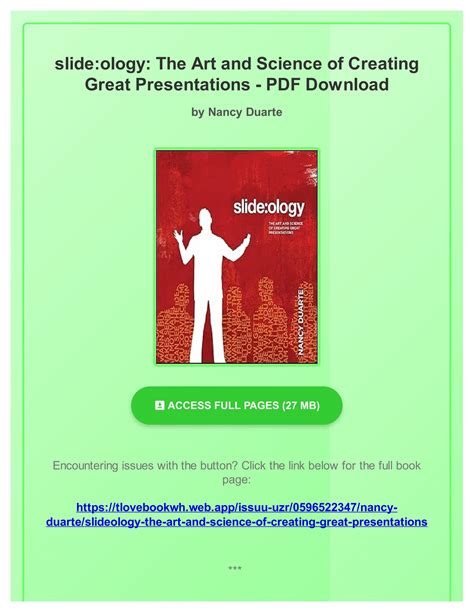 Free Pdf Slide Ology The Art And Science Of Creating Great Presentations By Nancy Duarte By