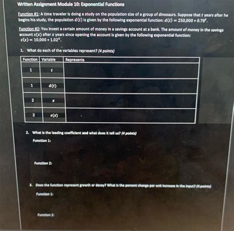 Solved Written Assignment Module 10 Exponential Functions