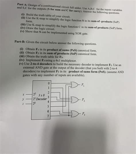 Solved Part A Design Of A Combinational Circuit Full Adder