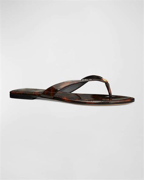 Tory Burch Tortoiseshell Leather Flip Flop Sandals Neiman Marcus