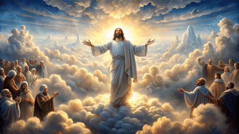 하늘의 승천 예수께서 구름 가운데서 부활하시다 예수 천국 하늘 배경 일러스트 및 사진 무료 다운로드 Pngtree
