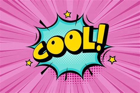 구름 별 광선 및 하프톤 효과 핑크 배경으로 멋진 코믹 스피치 버블 복고풍 스타일의 팝 아트 벡터 만화 일러스트레이션 만화책