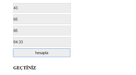 Javascript Not Ortalaması Hesaplama Yazılım Bilişim Programlama