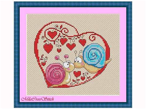 Snails In Love Counted Cross Stitch Pattern Funny Xstitch Chart