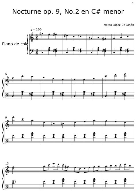 Nocturne Op 9 No2 En C Menor Sheet Music For Piano