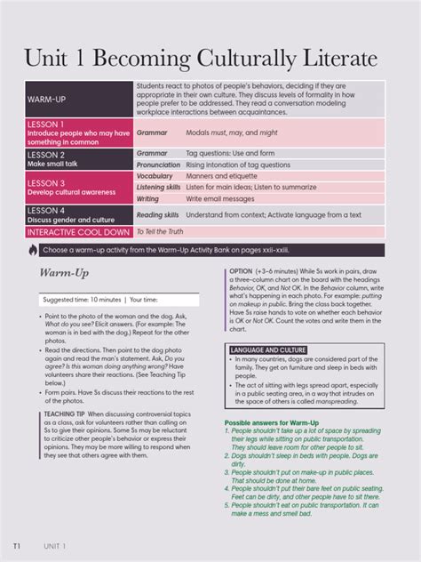 Connectivity Level 3 Teachers Book Unit 1 V2 Pdf Question Accent