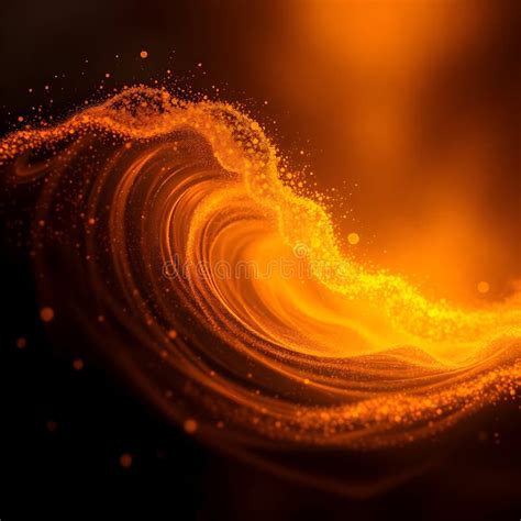 Fiery Particle Wave With Golden Glow Abstract Particles Stock