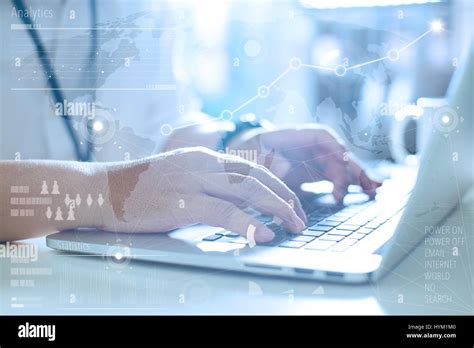 Business Concept Businessman Working Laptop Worldwide Connection
