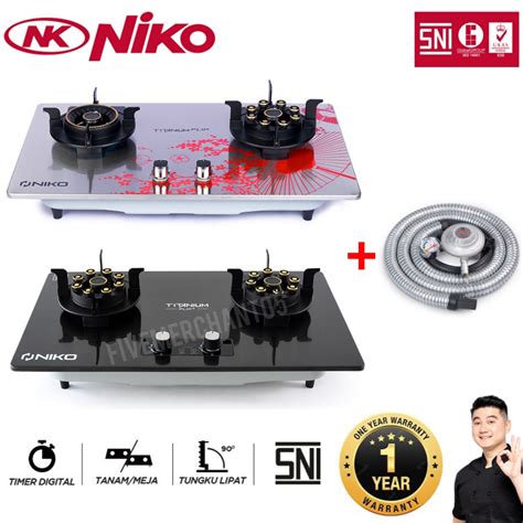 Jual Kompor Tanam Niko TITANIUM Flip Plus 2 Tungku Lipat Built In Hob