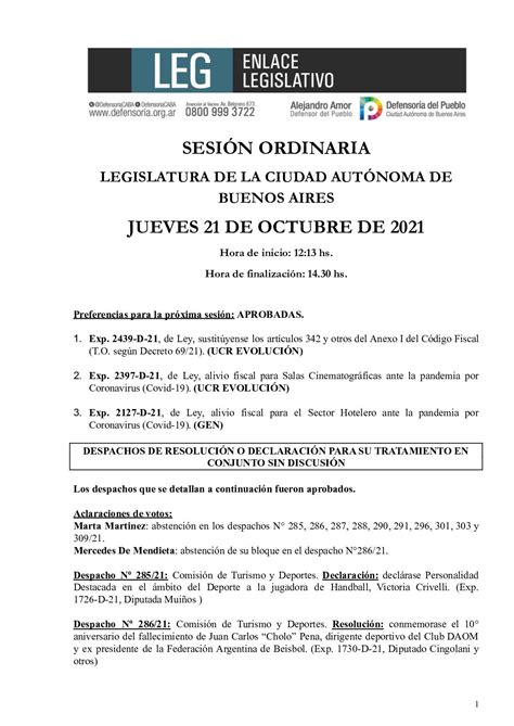 Calaméo Informe De Sesión Ordinaria 21 De Octubre De 2021 Docx