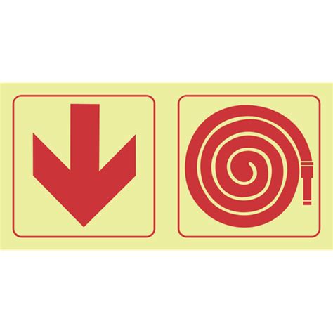 Arrow Down Fire Hose Reel Photoluminescent Glow In The Dark Safety