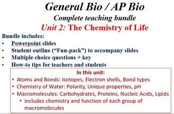 Intro Ap Bio Unit Bundle Chemistry By The Biology Emporium Tpt