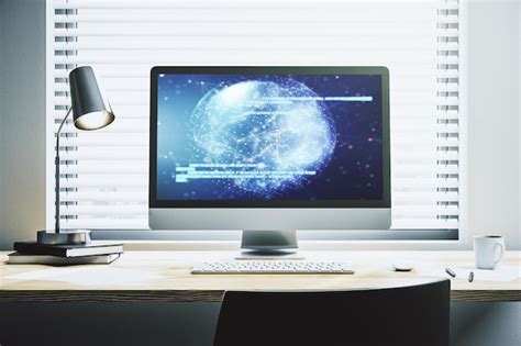 Premium Photo Modern Computer Display With Abstract Programming Language Hologram And World