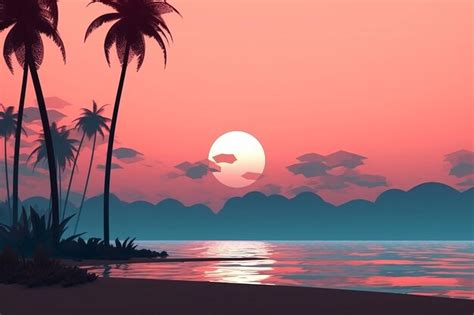 Premium Ai Image 3d Render Twilight Beachscape