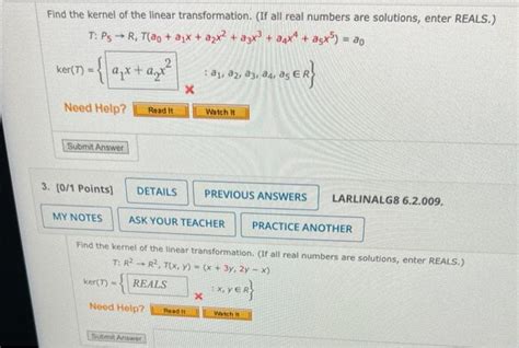 Solved Find The Kernel Of The Linear Transformation If All Chegg