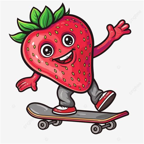 스케이트보드를 타는 딸기 주스 마스코트 만화 마스코트 스케이트보드 Png 일러스트 및 이미지 에 대한 무료 다운로드 Pngtree