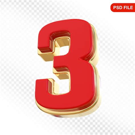Premium Psd Number 3 Red 3d Render