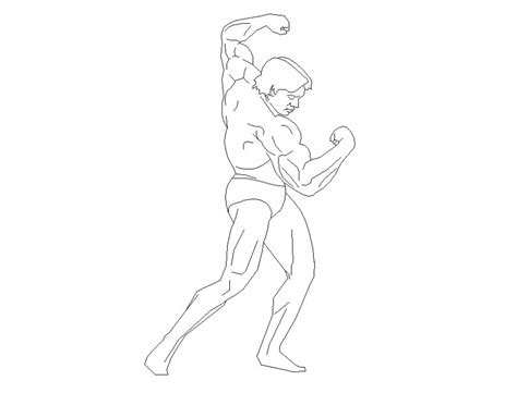Boxer Man Detail 2d View CAD People Block Layout File In Dwg Format
