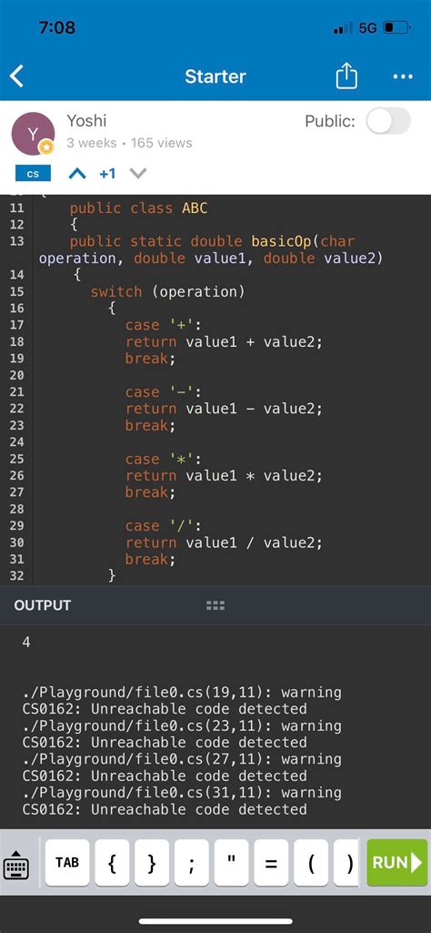 Warning Cs1062 Unreachable Code Detected Is This Normal With Switch