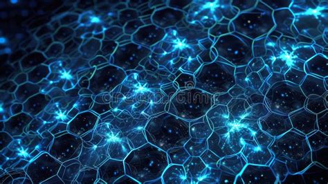 Dynamic Energy Flow In A Seamless Hexagonal Pattern With Pulsating Interlocking Shapes Stock