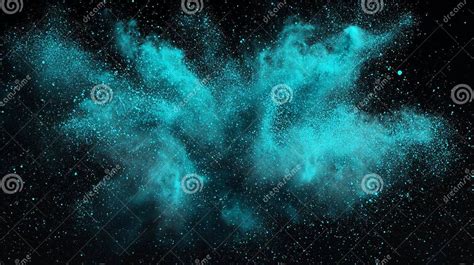 A Striking Explosion Of Turquoise Particles Radiates From A Central