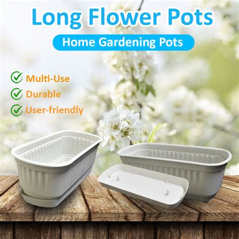 Plastic Long Rectangular Plant Pot For Gardening Plot Flower Lazada Ph