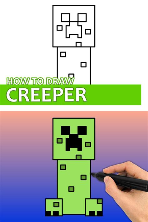 Step By Step Minecraft Creeper Drawing Tutorial