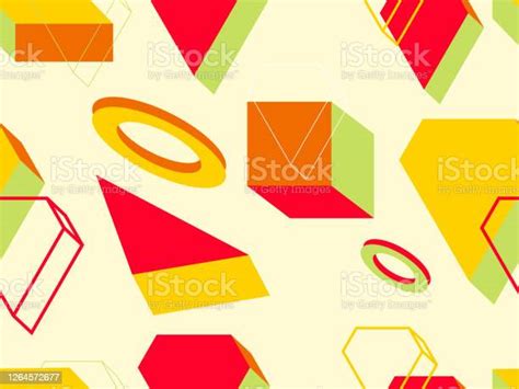 스타일 80 년대에 3d 기하학적 모양과 원활한 패턴 홍보 제품 포장지 및 인쇄배경 벡터 일러스트레이션 0명에 대한 스톡 벡터 아트 및 기타 이미지 Istock
