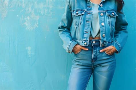 Modern Twist On Classic Look With Double Denim Ensemble In Bright Blue