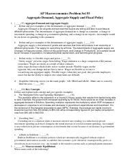 AP Macro Problem Set B Pdf AP Macroeconomics Problem Set Aggregate Demand Aggregate