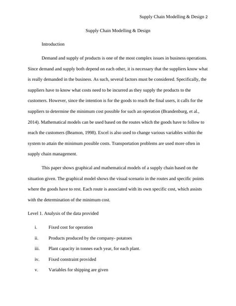 Supply Chain Modelling And Design Mathematical Models For Cost Reduction