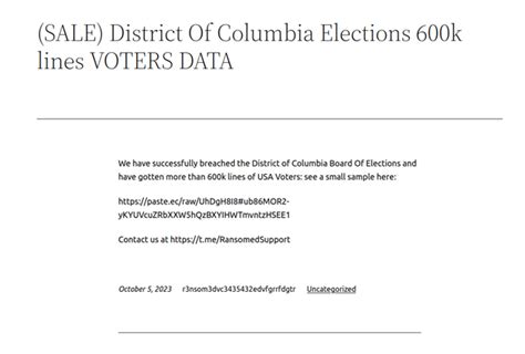 Dc Board Of Elections Breach Voter Data Is Now Online And Up For Sale