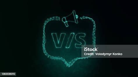 음성 거품과 텍스트 Vs메가폰 배너 녹색 빛나는 점과 라인의 플렉서스 스타일 추상 일러스트레이션 개념에 대한 스톡 벡터 아트 및 기타 이미지 Istock