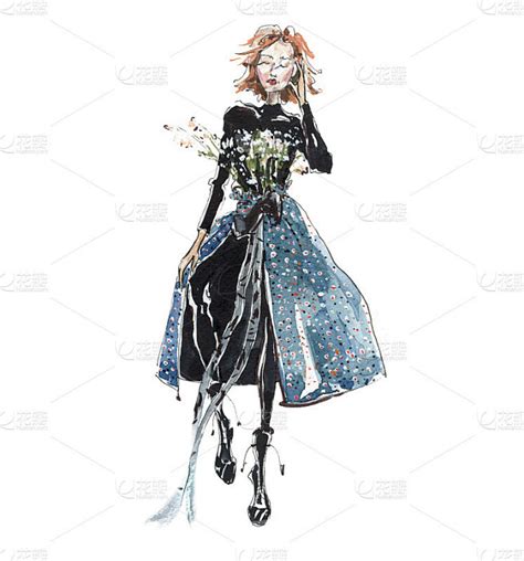 穿蓝色裙子的女孩