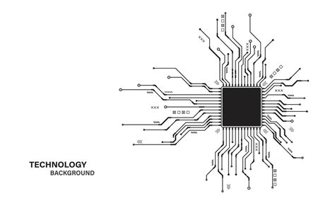 Vector Line Microchip CPU Circuit Board Technology Abstract Background Vector Art At