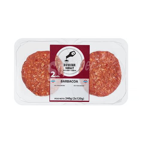 ElPozo Hamburguesa Vacuno Cerdo Barbacoa Burger Meat Fresco Bandeja 2 U