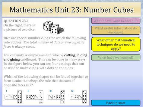 Mathematics Unit 23: Number Cubes - ppt download