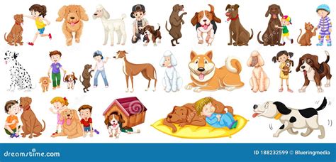 Juego De Dibujos Animados De Perros Ilustración Del Vector
