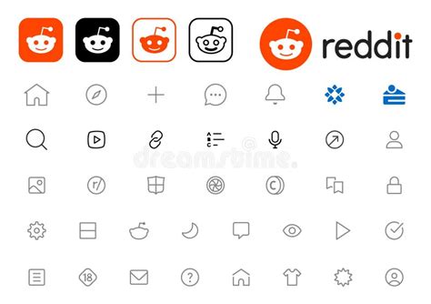 Reddit Set Of Mobile App Interface Icons And Logos Editorial Photo Illustration Of Template