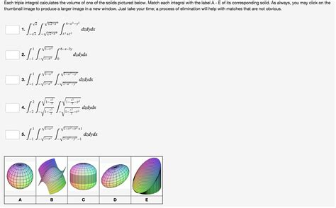 Solved Each Triple Integral Calculates The Volume Of One Of