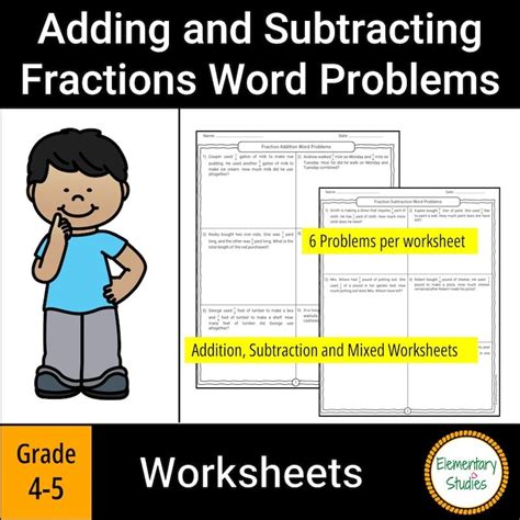 Adding And Subtracting Fractions Word Problems Elementary Studies