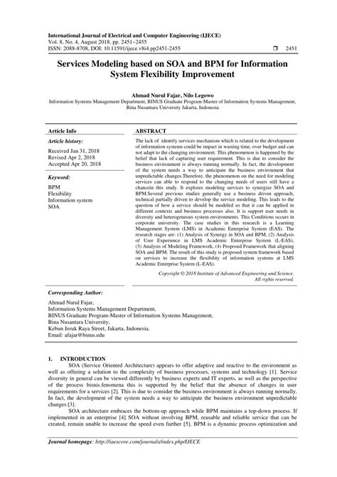 Pdf Services Modeling Based On Soa And Bpm For Information System Flexibility Improvement
