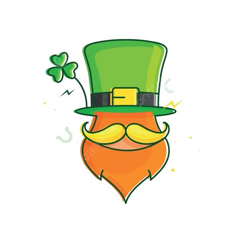 White Background Vector Illustration Of A Leprechauns Face Vector